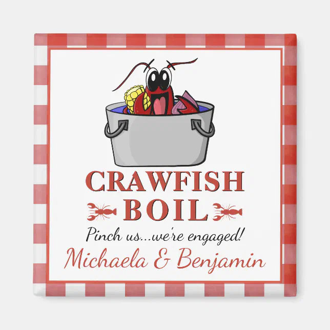 Crawfish Boil Lobster Barbecue Engagement Party Magnet | Zazzle