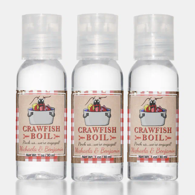 Crawfish Boil Lobster Party Rustic Engagement Hand Sanitizer | Zazzle