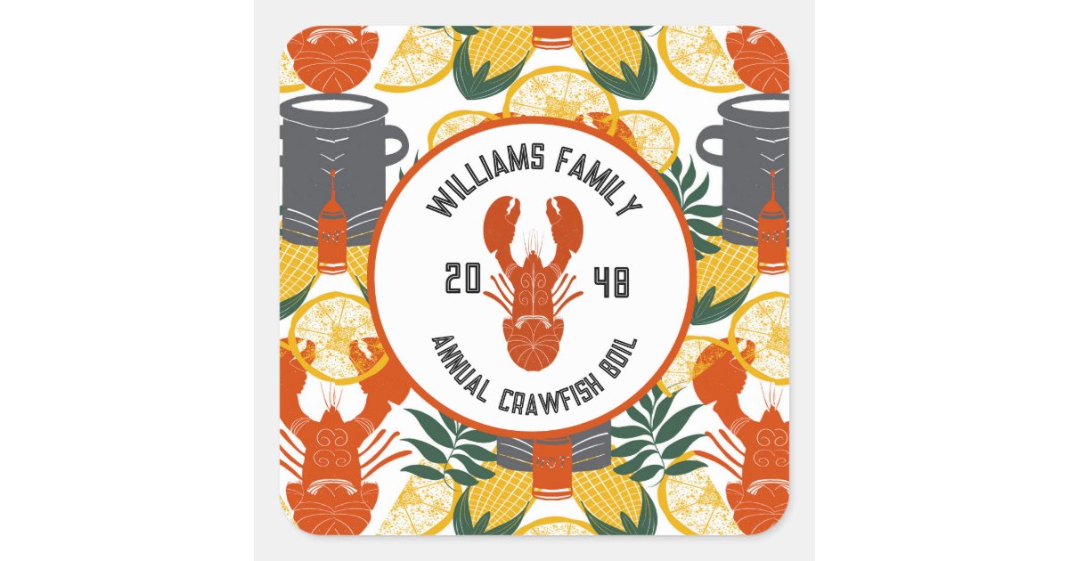 Crawfish Boil Party –Cajun Seafood Celebration Square Sticker | Zazzle