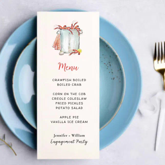 Crawfish Boil Party Menu Card | Zazzle