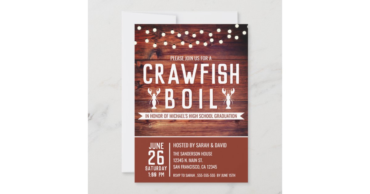 Crawfish Boil Seafood Graduation Party Invitation | Zazzle