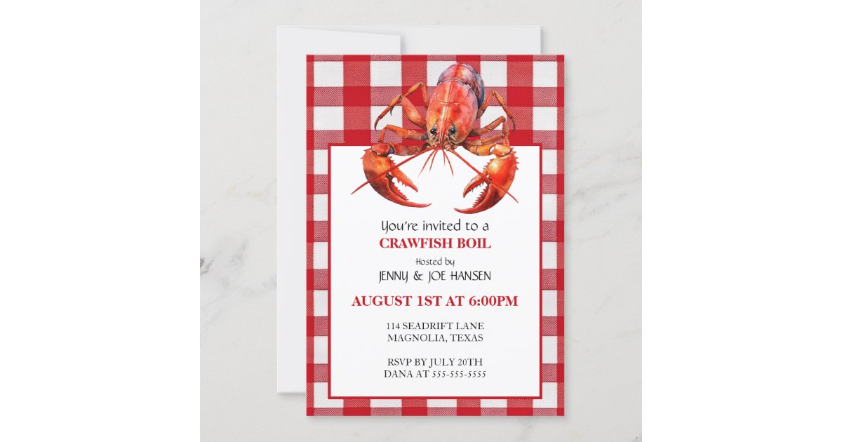 Crawfish Boil Seafood Summer Party Invitation | Zazzle