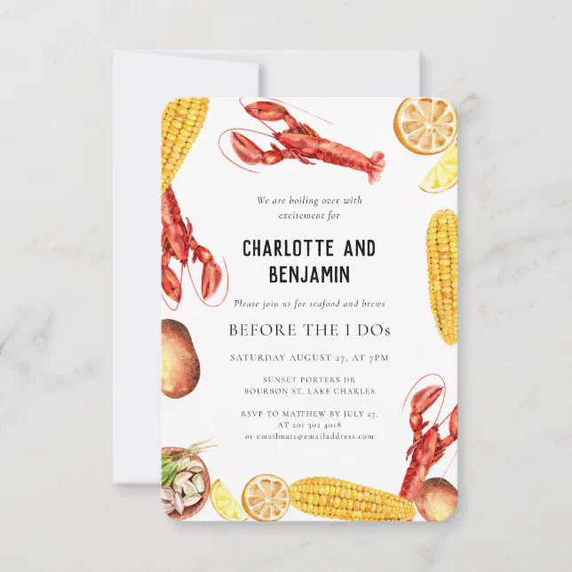 Crawfish Boil Summer Cookout Engagement Party Invitation | Zazzle