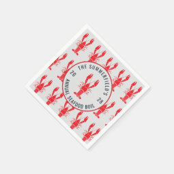 Crawfish Boil Summer Lobster Seafood Party Paper Napkins | Zazzle