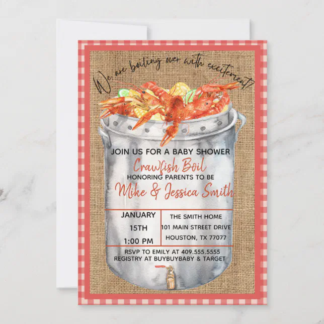 Crawfish Couples Baby Shower Invitation | Zazzle