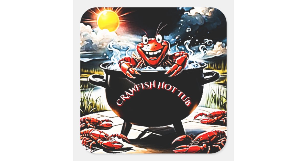 Crawfish Hot Tub Square Sticker | Zazzle
