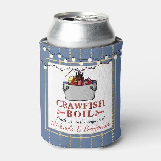 Crawfish Seafood Boil Blue Gold Party Engagement Can Cooler | Zazzle.com