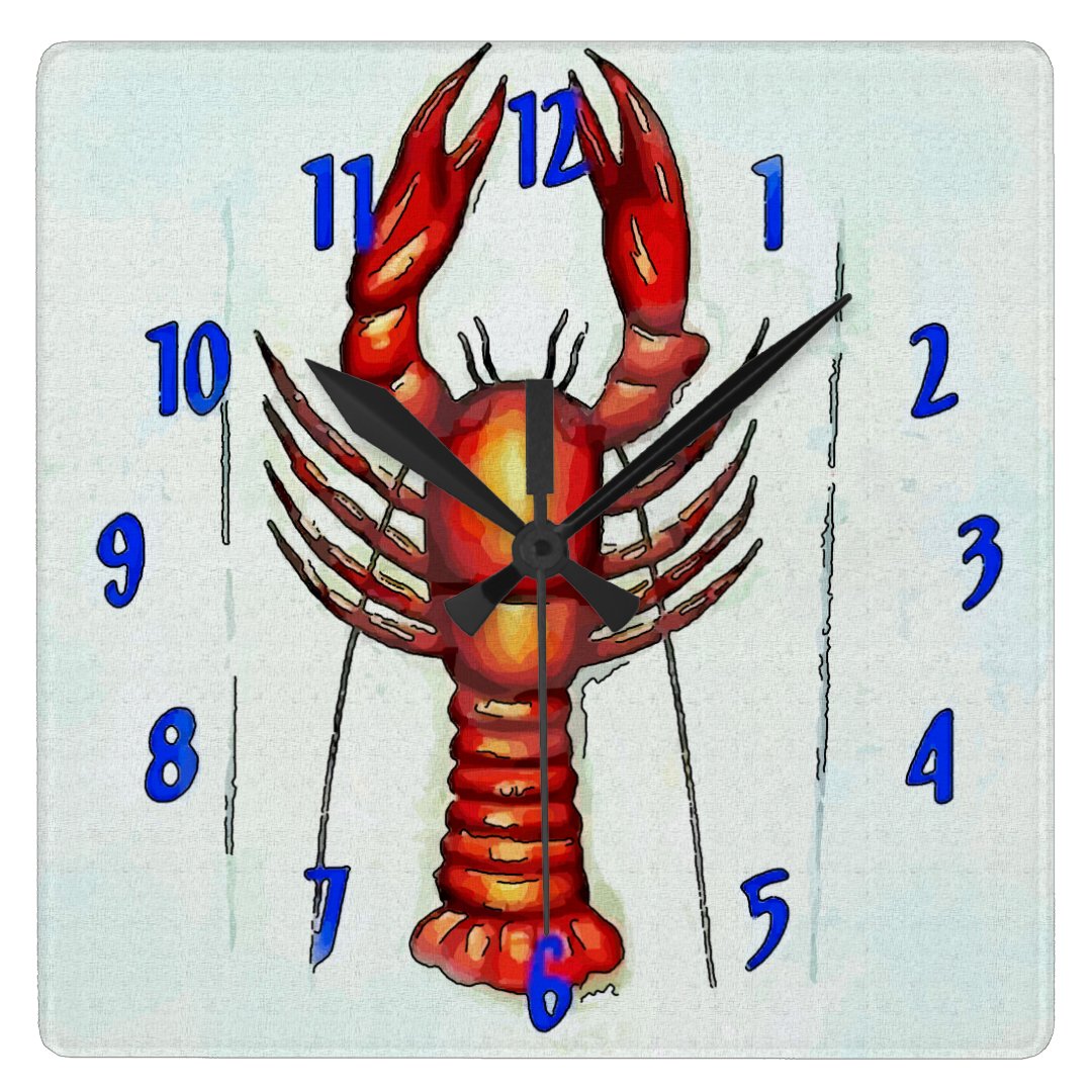 Crawfish Time, Crayfish,Lobster Square Wall Clock | Zazzle