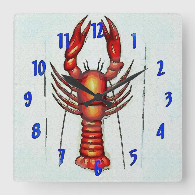 Crawfish Time, Crayfish,Lobster Square Wall Clock | Zazzle