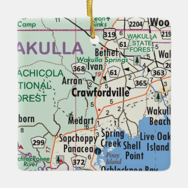 Crawfordville Florida Map Ceramic Ornament | Zazzle