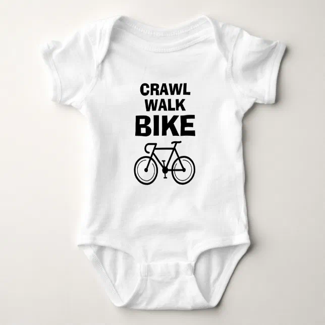 Crawl Walk Bike funny biking baby bodysuit | Zazzle