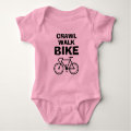 Crawl Walk Bike funny biking baby bodysuit | Zazzle