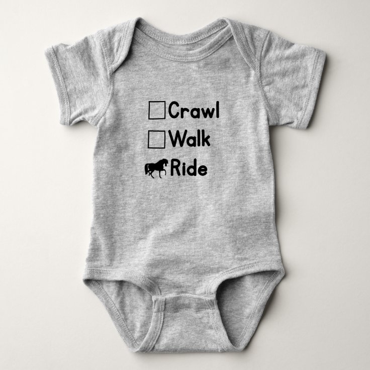 Crawl, Walk, Ride (Horses) Baby Bodysuit | Zazzle