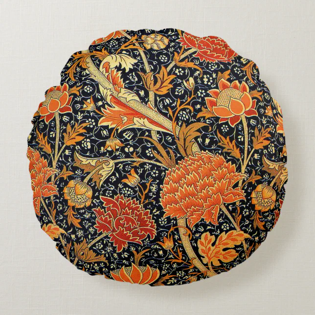 Cray, a William Morris vintage pattern Round Pillow | Zazzle