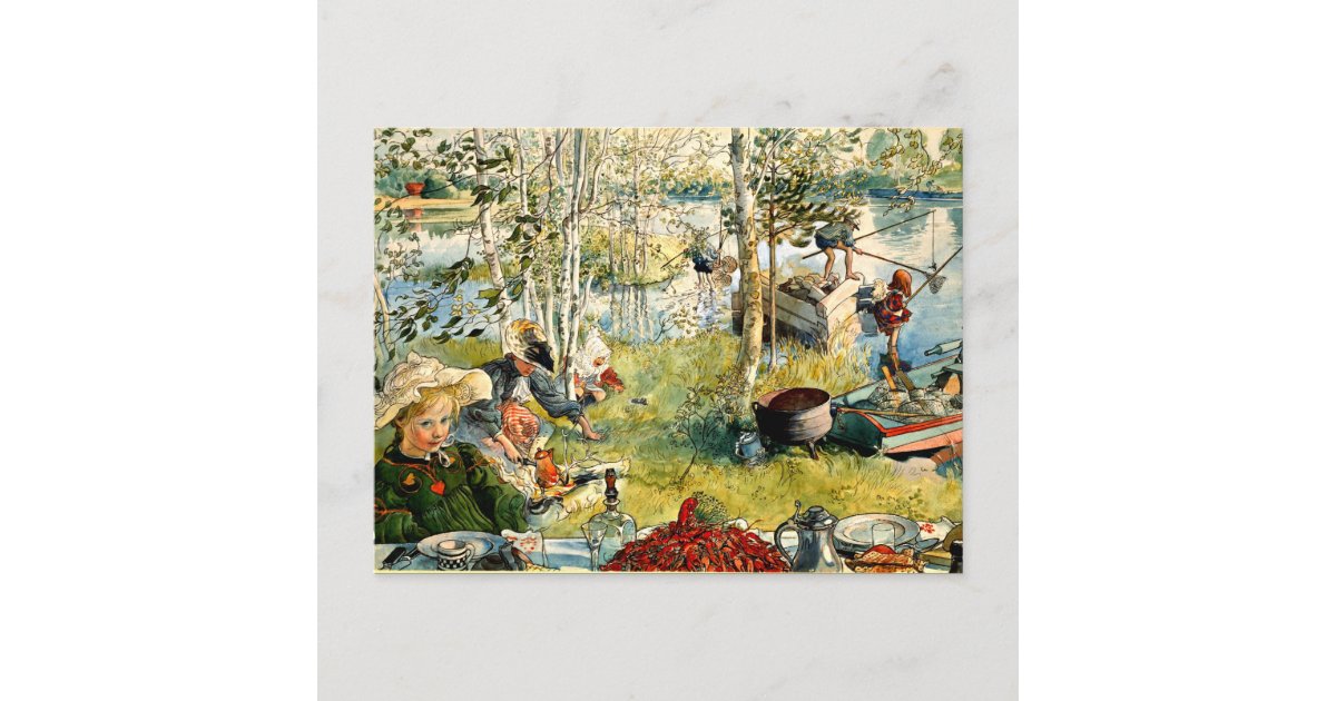 Cray Fishing, fine art by Carl Larsson Postcard | Zazzle
