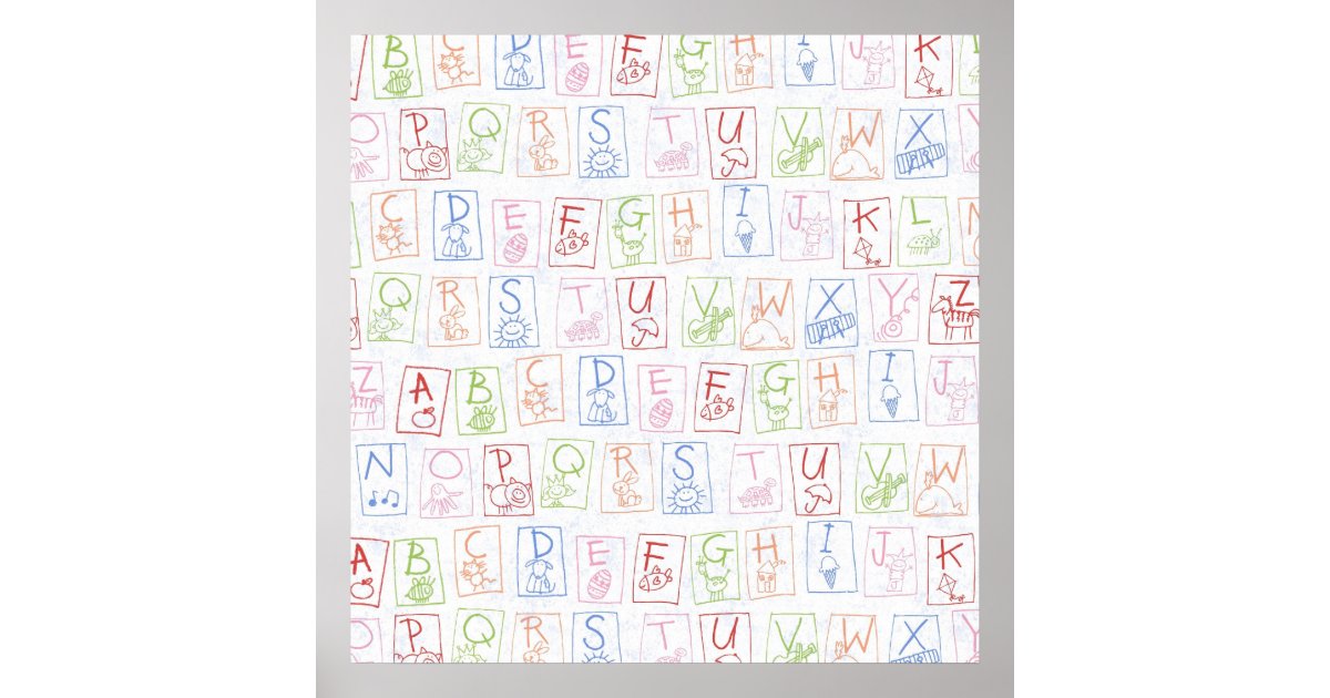 Crayon ABC Backdrop Canvas Poster | Zazzle