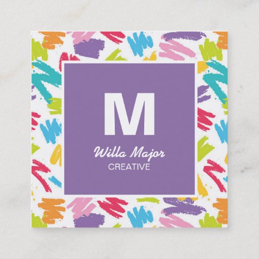 Crayon Color Splashes Artsy Creative Square Business Card | Zazzle