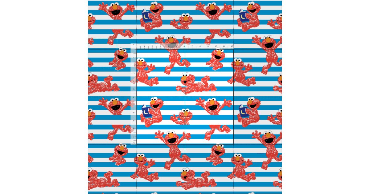 Crayon Elmo Stripe Pattern Fabric | Zazzle