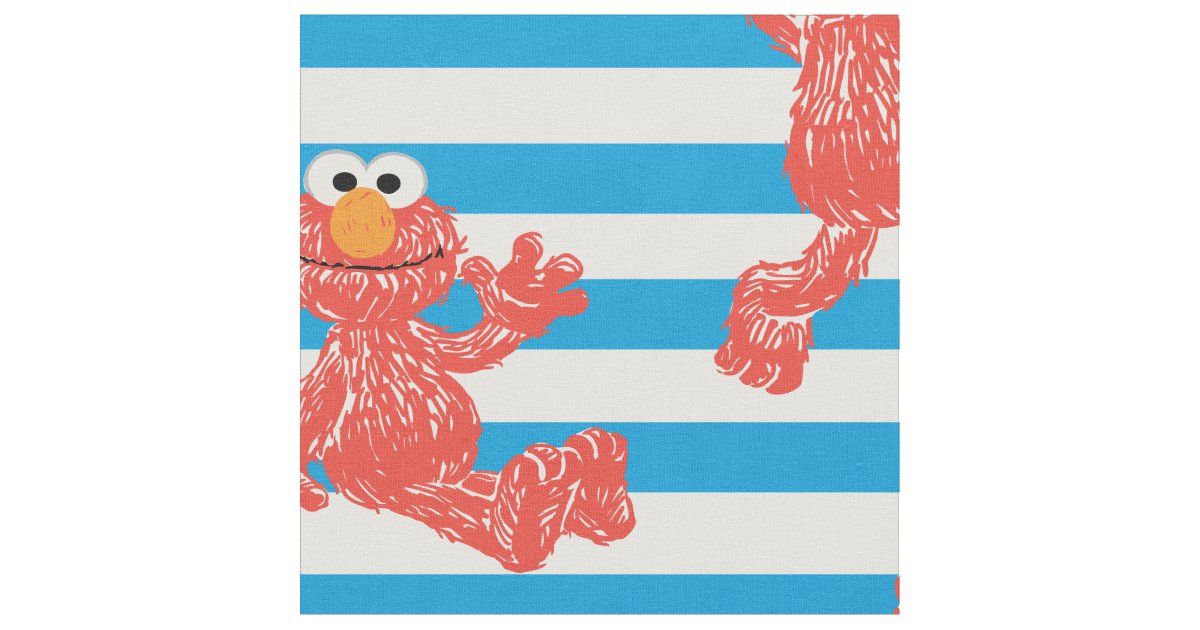 Crayon Elmo Stripe Pattern Fabric | Zazzle
