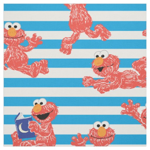 Crayon Elmo Stripe Pattern Fabric | Zazzle