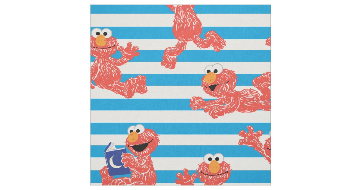 Crayon Elmo Stripe Pattern Fabric | Zazzle