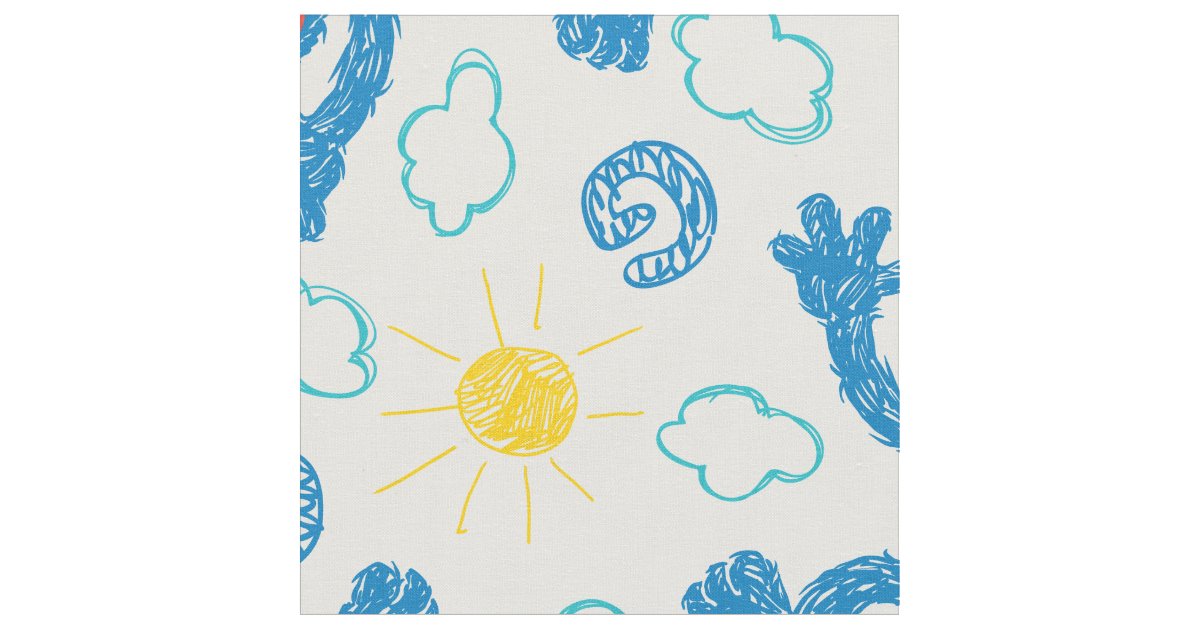 Crayon Grover Sunshine Pattern Fabric | Zazzle