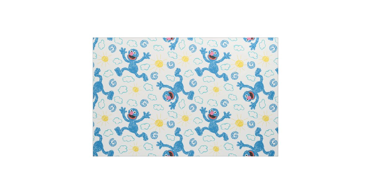 Crayon Grover Sunshine Pattern Fabric | Zazzle