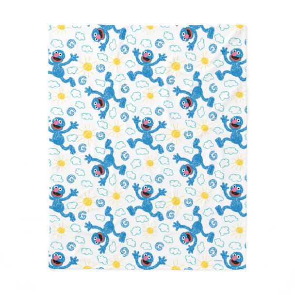 Crayon Grover Sunshine Pattern Fabric | Zazzle