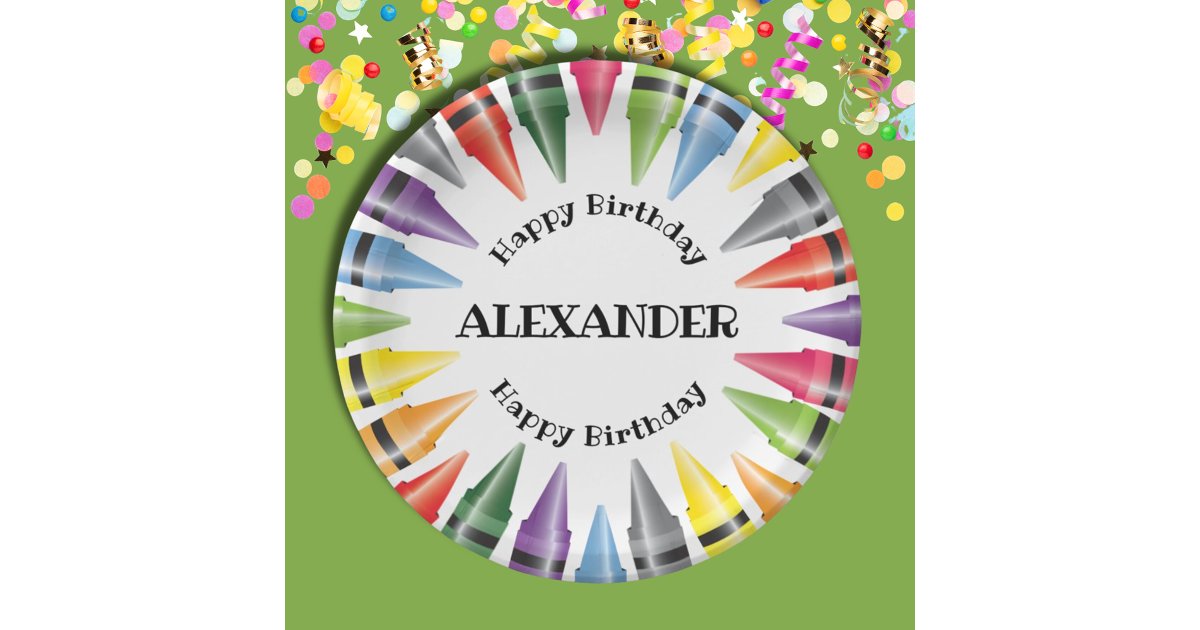 Crayon Happy Birthday Child Party Paper Plates | Zazzle