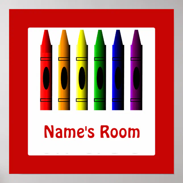 Crayon Kids Room Red Crayons Poster Template | Zazzle