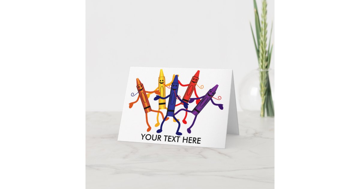 Crayon Party Greeting Card Template | Zazzle