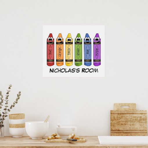 Crayons Bedroom Poster | Zazzle