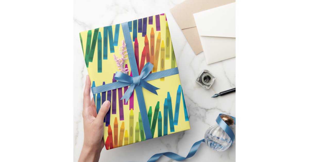 Crayons Kids Birthday Party Art Cute Colorful Wrap Wrapping Paper | Zazzle