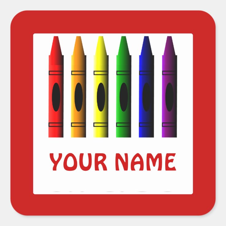 Crayons Name Crayon Template Red Sticker | Zazzle