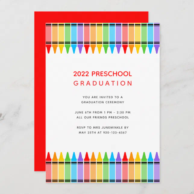 Crayons Preschool Graduation Invitation | Zazzle