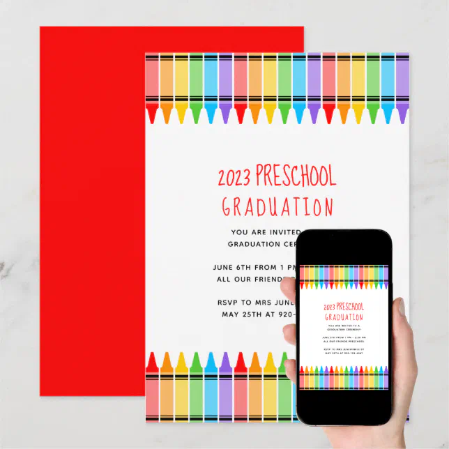 Crayons Preschool Graduation Invitation | Zazzle