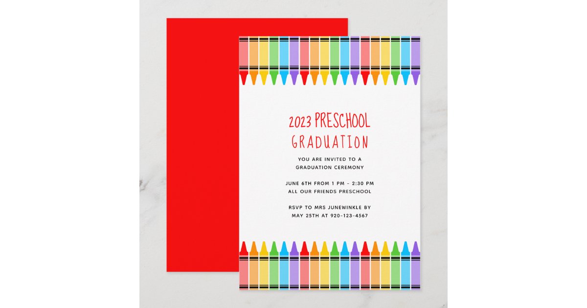 Crayons Preschool Graduation Invitation | Zazzle