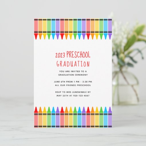 Crayons Preschool Graduation Invitation | Zazzle