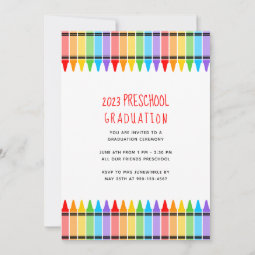 Crayons Preschool Graduation Invitation | Zazzle