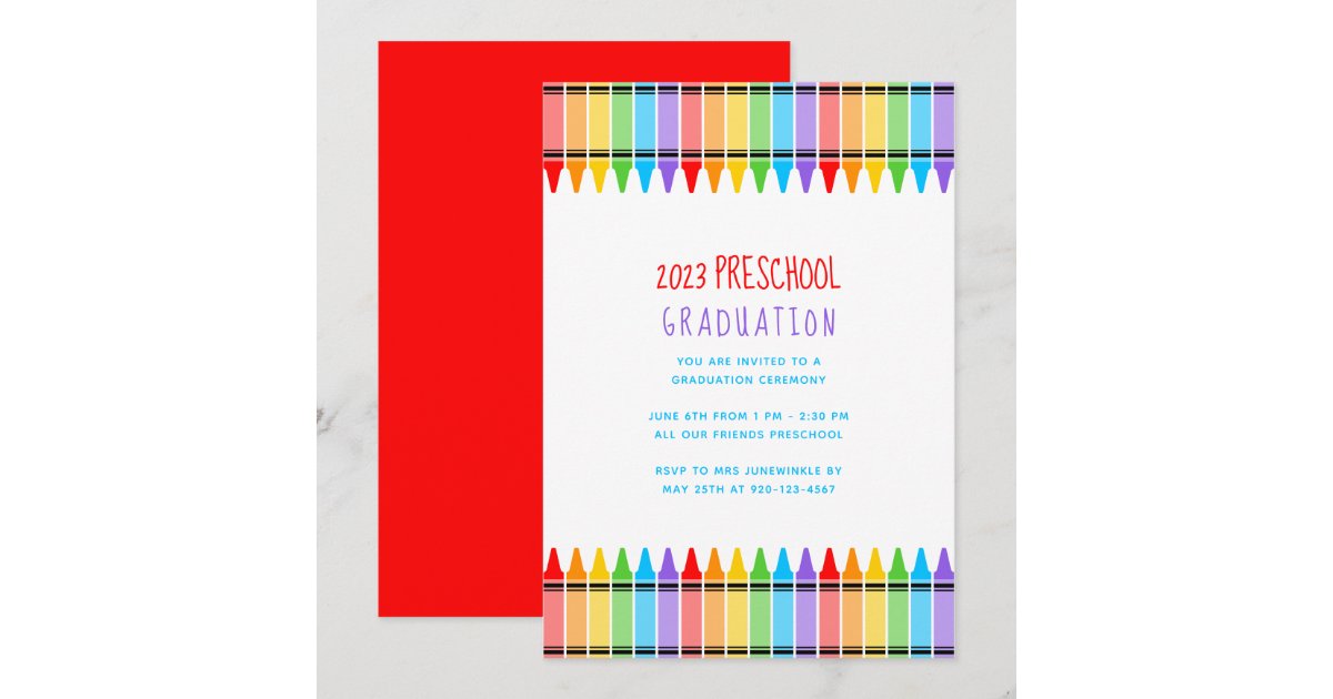Crayons Preschool Graduation Invitation | Zazzle