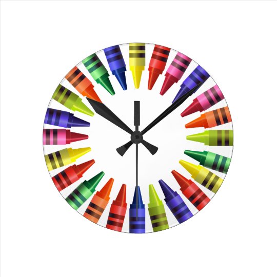 Crayons Round Clock | Zazzle.com