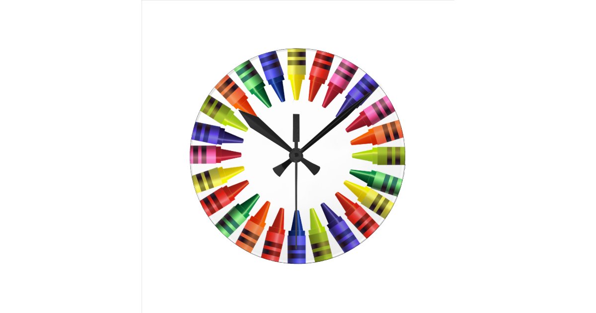 Crayons Round Clock | Zazzle.com