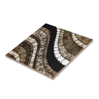 Crazy Abstract Bling Brown and Cream Ceramic Tile | Zazzle
