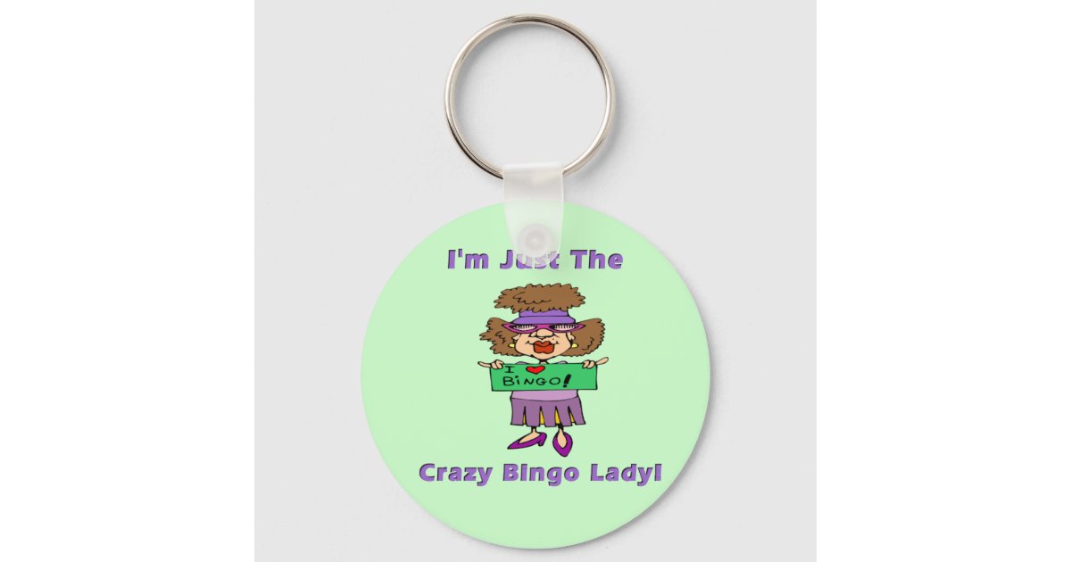 Crazy Bingo Lady Keychain | Zazzle