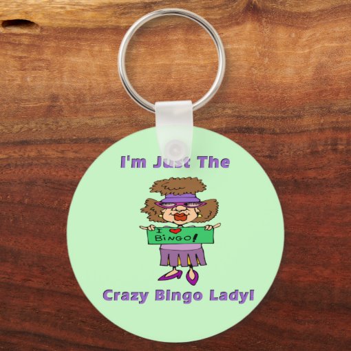 Crazy Bingo Lady Keychain | Zazzle