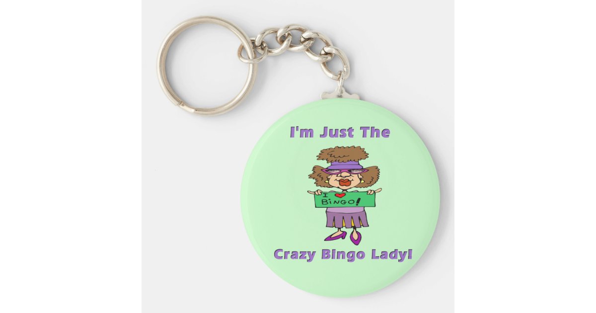 Crazy Bingo Lady Keychain | Zazzle.com