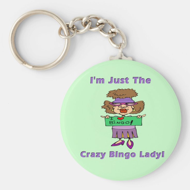 Crazy Bingo Lady Keychain | Zazzle