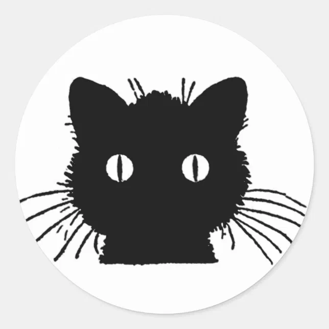 Crazy Black Cat Face stickers | Zazzle