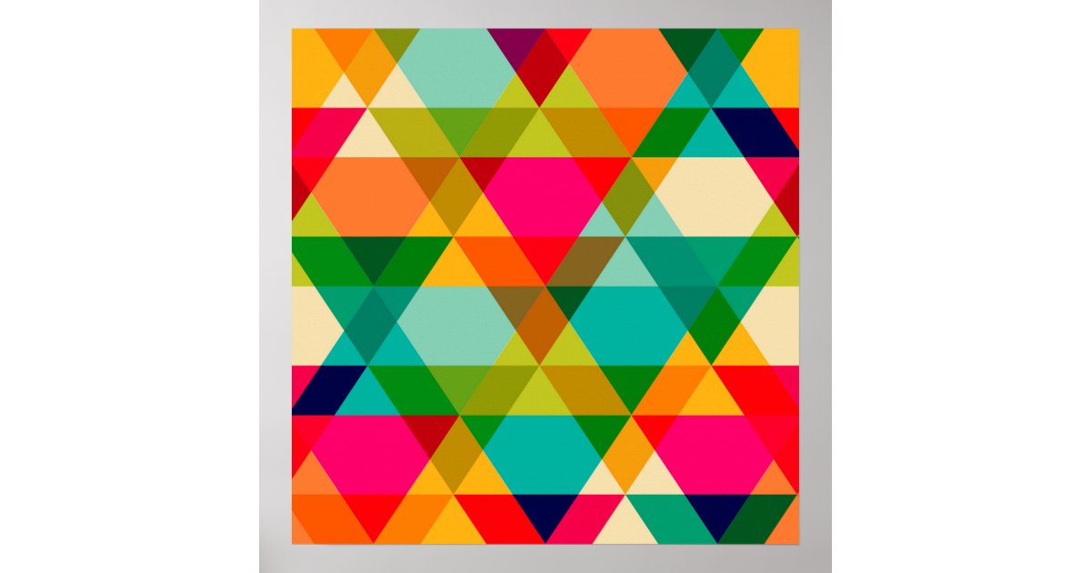 Crazy Bright Triangle Design Poster | Zazzle