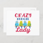 Crazy Budgie Lady Cute Funny Parakeet Owner Postcard | Zazzle